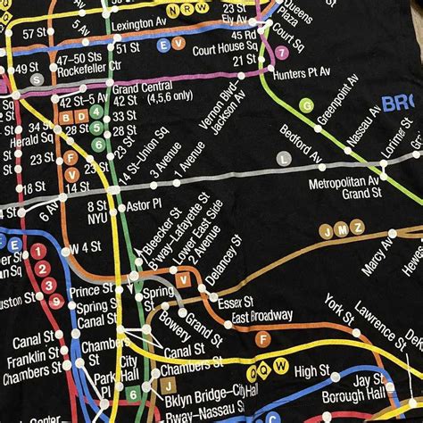 Designer 90s Nyc Subway Map Line Black Vintage Tee Gem