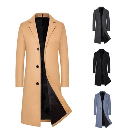 Uveasisha Mens Big And Tall Overcoats Winter Wool Blend Long Trench