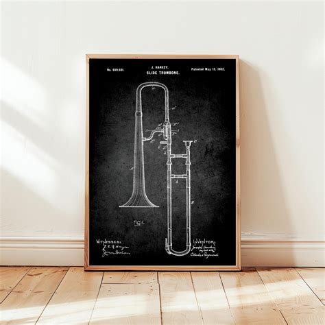 Vintage Trombone Design From 1902 From Us Patent Office Poster T