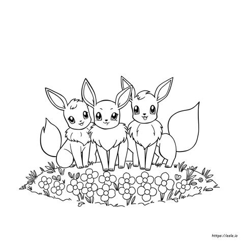 Cute Pokemon Coloring Pages Eevee Evolutions Together