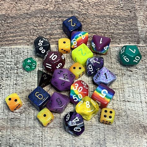 23 Mixed Lot Random Dice Dnd Dandd Gaming Dice Multi Sides Shapes Colors