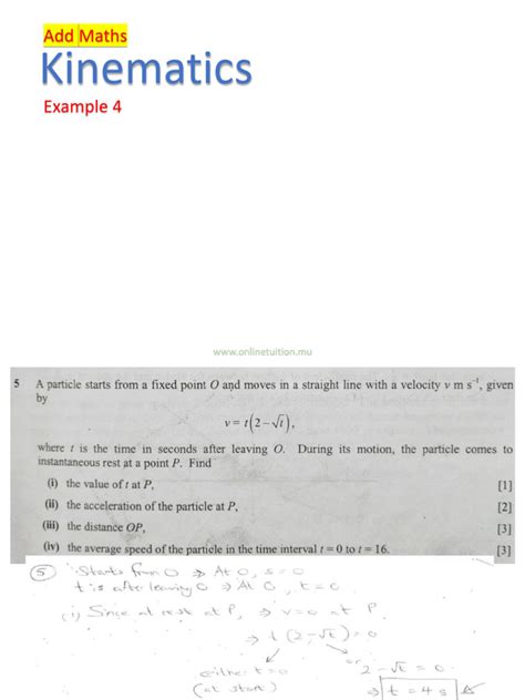 Kinematics Example 4 Pdf