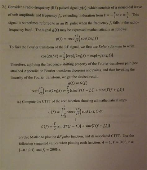 Solved Consider A Radio Frequency RF Pulsed Signal Chegg