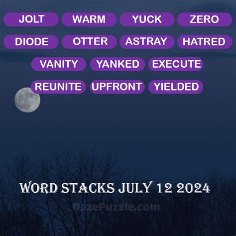 Word Stacks July 12 2024 Daily Puzzle Answer
