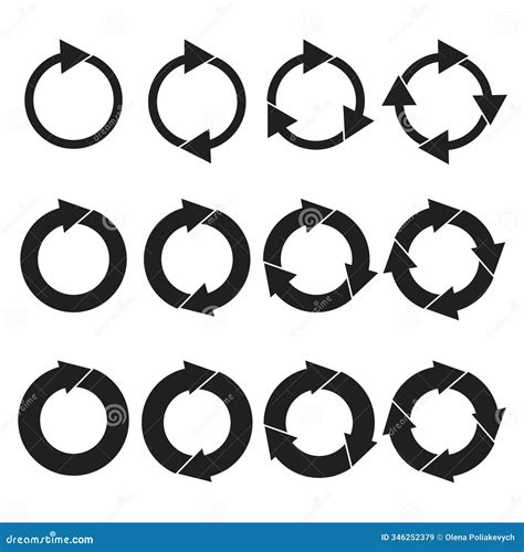 Rotating Arrow Icon Circular Arrow Symbol Black Vector Design Cycle Motion Graphic Stock