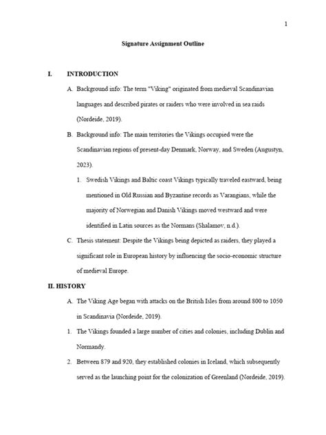 Signature Assignment Outline Pdf Viking Age Scandinavia