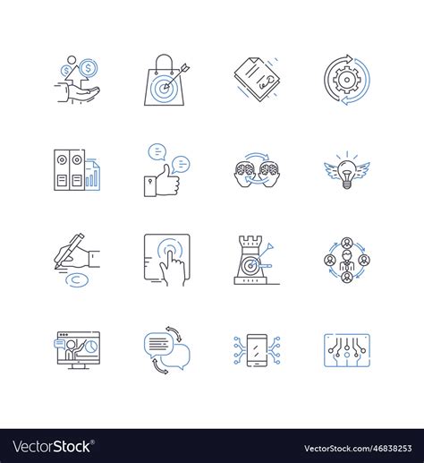 Business Agreement Line Icons Collection Contract Vector Image