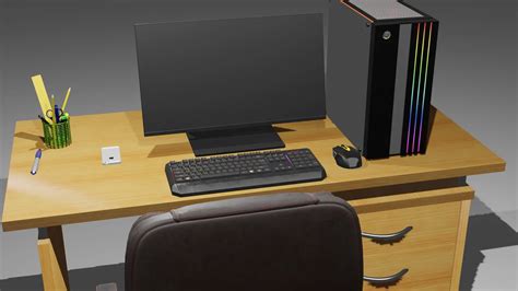 Gaming Computer Setup 3d Model Flippednormals