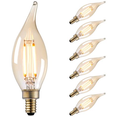 E12 Led Candelabra Bulbs Dimmable Flame Tip Light Bulbs