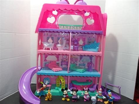 Disney Minnie Mouse Bow Tel Hotel Play Set Doll House Furnished With