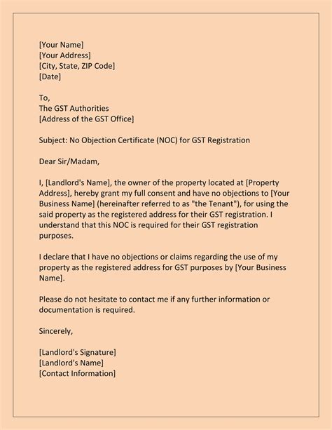 Top 5 Noc Letter Format For Gst Registration Download In Word Docx
