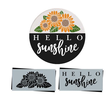 Reusable Hello Sunshine Round Stencil Set 2pk Summer Collection Essential Stencil