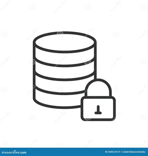 Locked Server Icon In Line Design Locked Server Security Protection Data Encryption