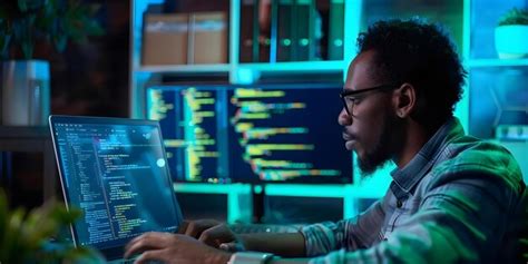 Computer Scientist Works From Home Office To Fix Database Errors On Laptop Concept Home Office