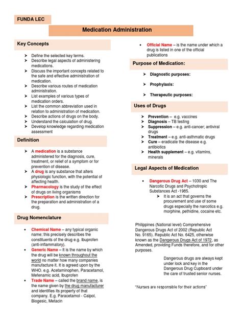 Funda Lec Finals Medication Administration Pdf Injection Medicine Intravenous Therapy