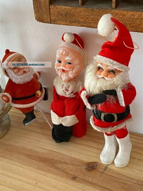 3 Vintage Pixie Santa Elves Christmas Ornaments Made In Japan 30627412