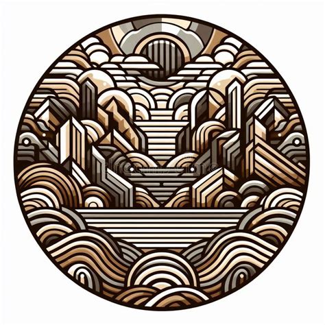 Rock Pattern A Stylized Geometric Landscape With A Rock Inspire Stock