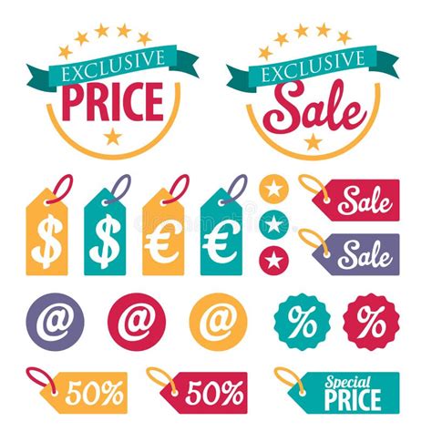 Set Of Retail Stickers And Ribbons Stock Vector Illustration Of