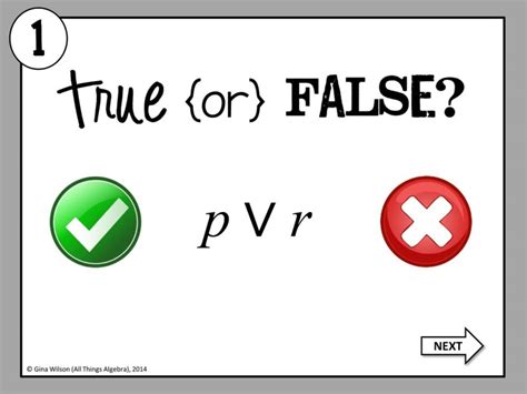 Compound Statements Conjunction And Disjunction True Or False Activity All Things Algebra®