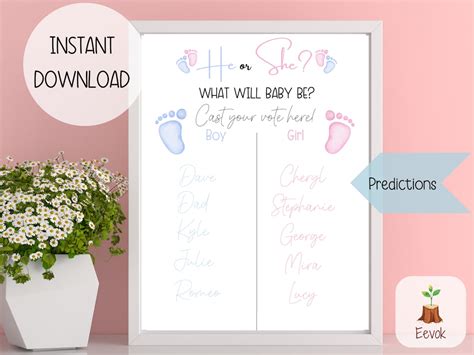 Gender Guess Game Fingerprint Printable Art Gender Reveal Printable