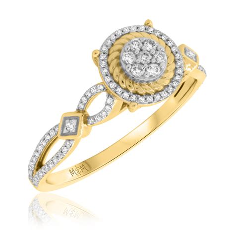Gage 13 Ct Tw Round Cluster Engagement Ring 10k Yellow Gold Mabel