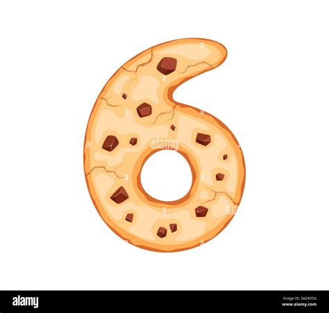 Sweet Dessert Font Shortbread Cookie Digit 6 Six Sweet Math Font