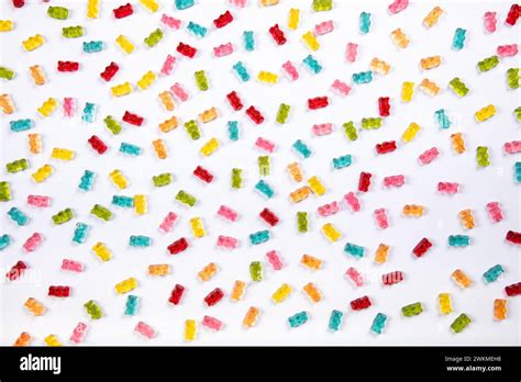 Colorful Gummy Bears Texture Background Sweet Candy Delights On White