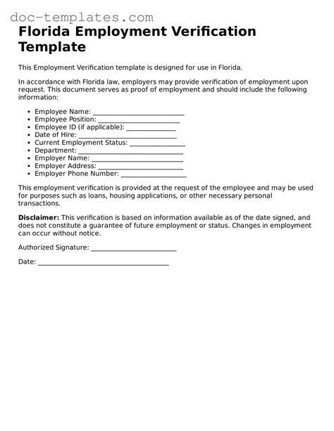 Free Florida Employment Verification Forms Printable Template