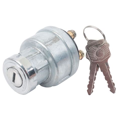 Universal Ignition Switch And Keys Set 4 Terminals Thick Barrel