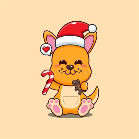 Cute Kangaroo Eating Christmas Cookies And Candy Stock Vector Illustration Of Element Safari