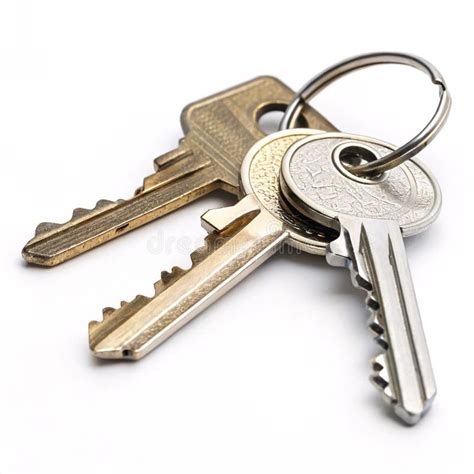 Three Keys On A Ring On White Background Stock Image Image Of Lock