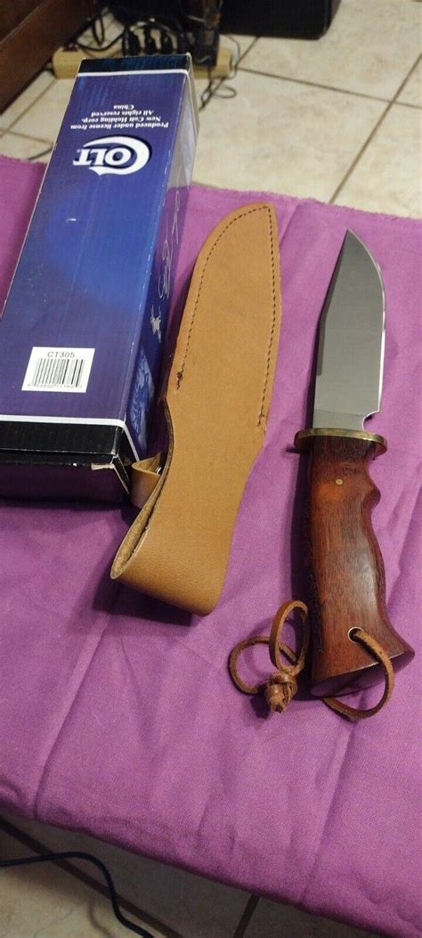 Colt Ct305 Fixed Blade Bowie Knife And Leather Sheath New In Box