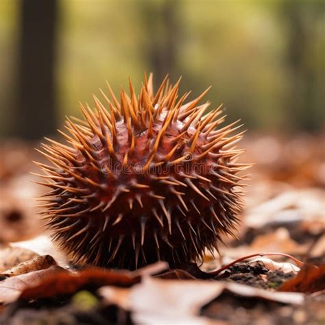 A Close Up Of A Spiky Ball On The Ground Ai Stock Image Image Of