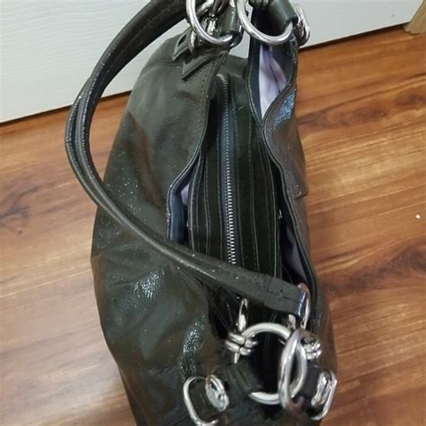 Coach Bags Coach Madison Dark Gray Patent Leather Mia Maggie Triple