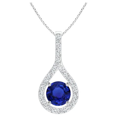 Angara Gia Certified Natural Blue Sapphire And Diamond White Gold