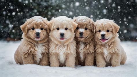Puppies In The Snow Premium Ai Generated Image