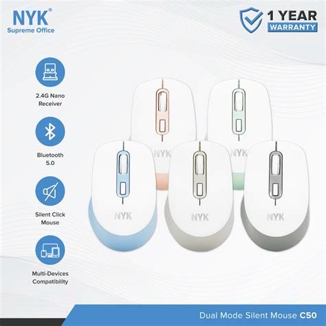 Jual Nyk Mouse C50 Wireless Bluetooth Optical Silent Click Shopee
