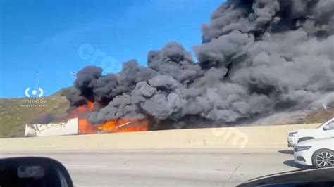 Semi Truck Accident Causes Brush Fire Near 15 Fre