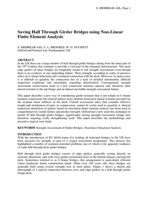 Saving Half Through Girder Bridges Using Non Linear Finite Element