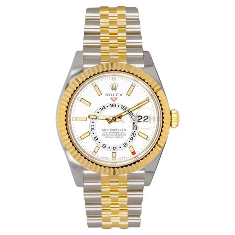 Rolex Sky Dweller 42mm Stainless Steel Yellow Gold White Dial 326933