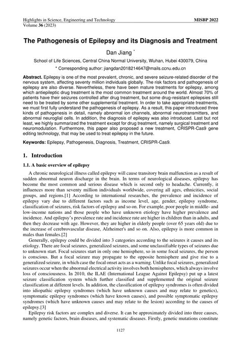 Pdf The Pathogenesis Of Epilepsy And Its Diagnosis And Treatment