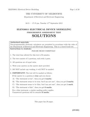 MST Questions And Solutions Babe ID Name THE UNIVERSITY OF MELBOURNE Department Of
