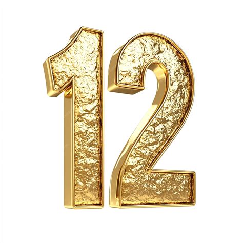 3d Gold Nummer 12 Isoliert Auf Weißem Hintergrund Premium Foto