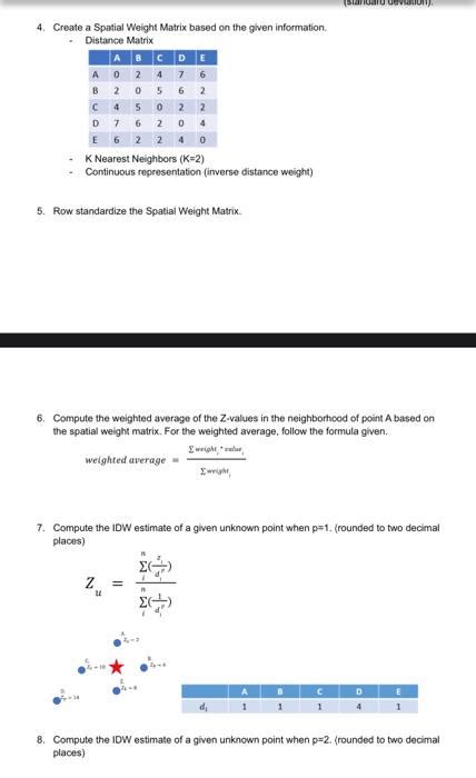 4 Create A Spatial Weight Matrix Based On The Given