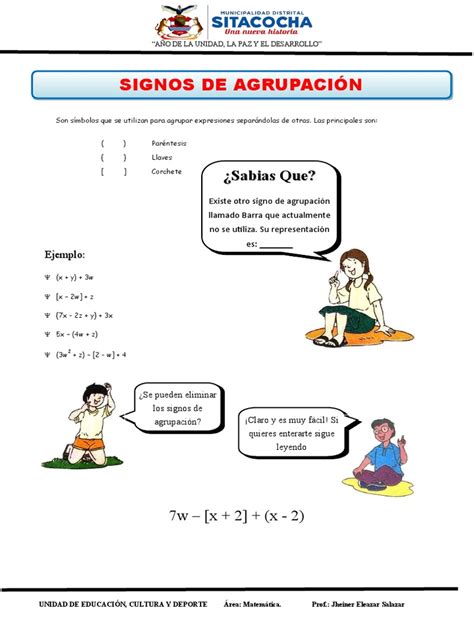Tema I Ciclo Vi Los Signos De Agrupación Pdf Matemáticas Aritmética