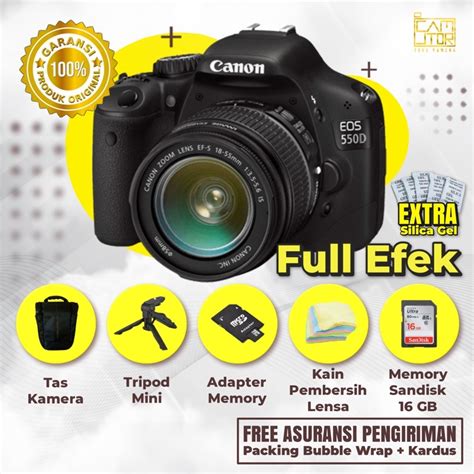 Jual Canon 550d Lensa Kit 18 55 Mmmemory 16 Gbtripod Minitas Baru