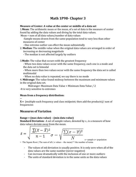Practical Statistics Chapter 3 12 Notes Math 1p98 Practical
