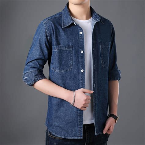 夏季薄款牛仔衬衫工作服男士汽修电焊车间工厂防烫耐磨劳保服衬衣虎窝淘