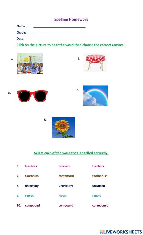 Grade 2 Spelling Free Interactive Worksheets 1029814
