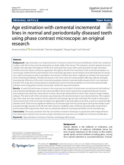Pdf Cemental Lines For Age Estimation In Teeth